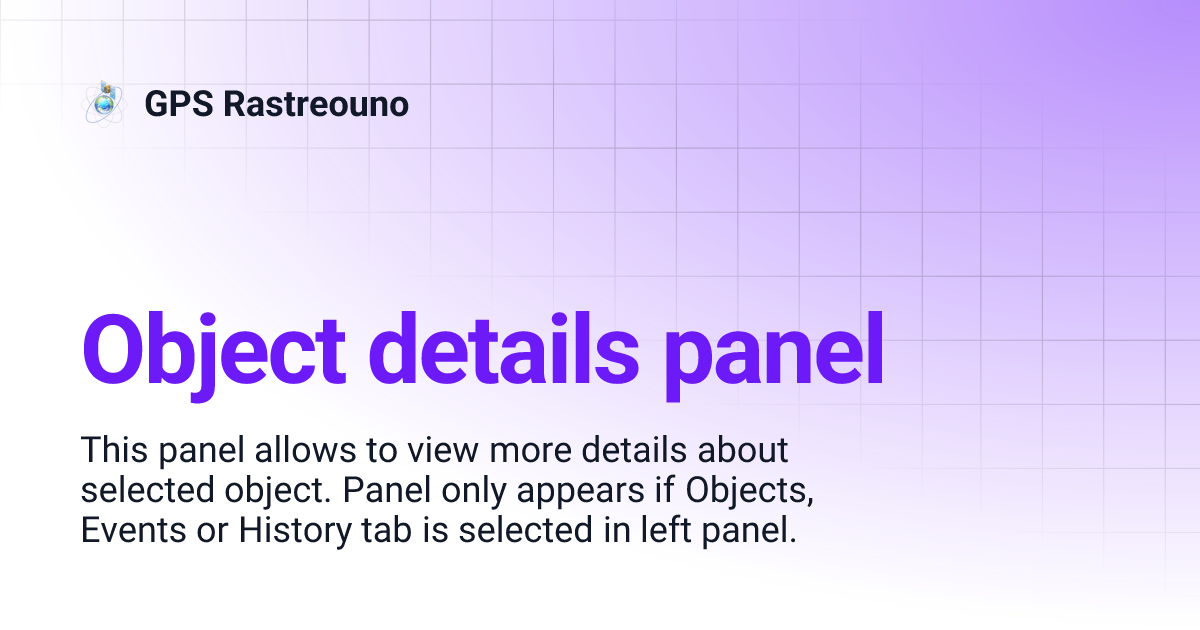 Object details panel | GPS Rastreouno